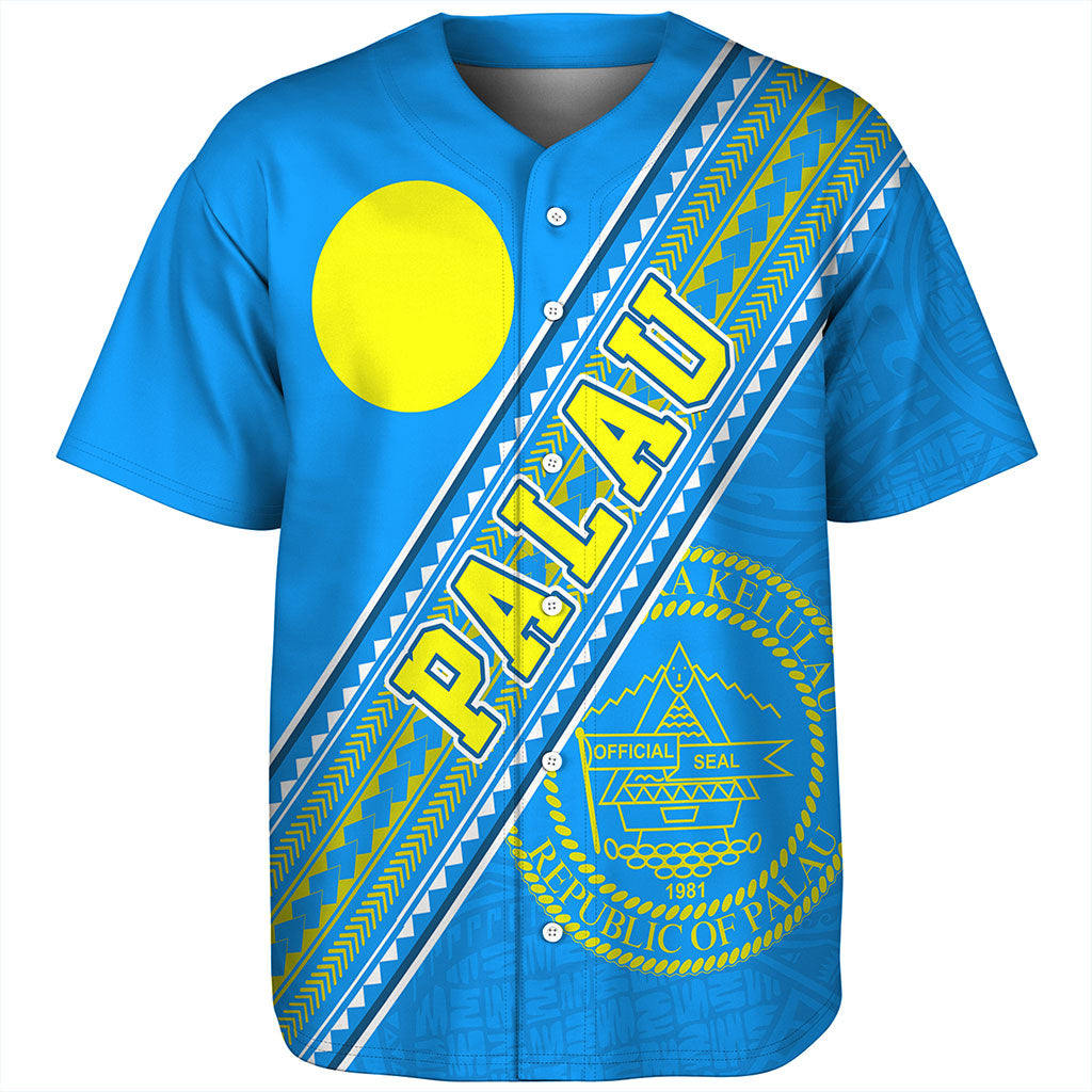 Palau Baseball Shirt Flag And Coat Of Arms | Polynesian.co
