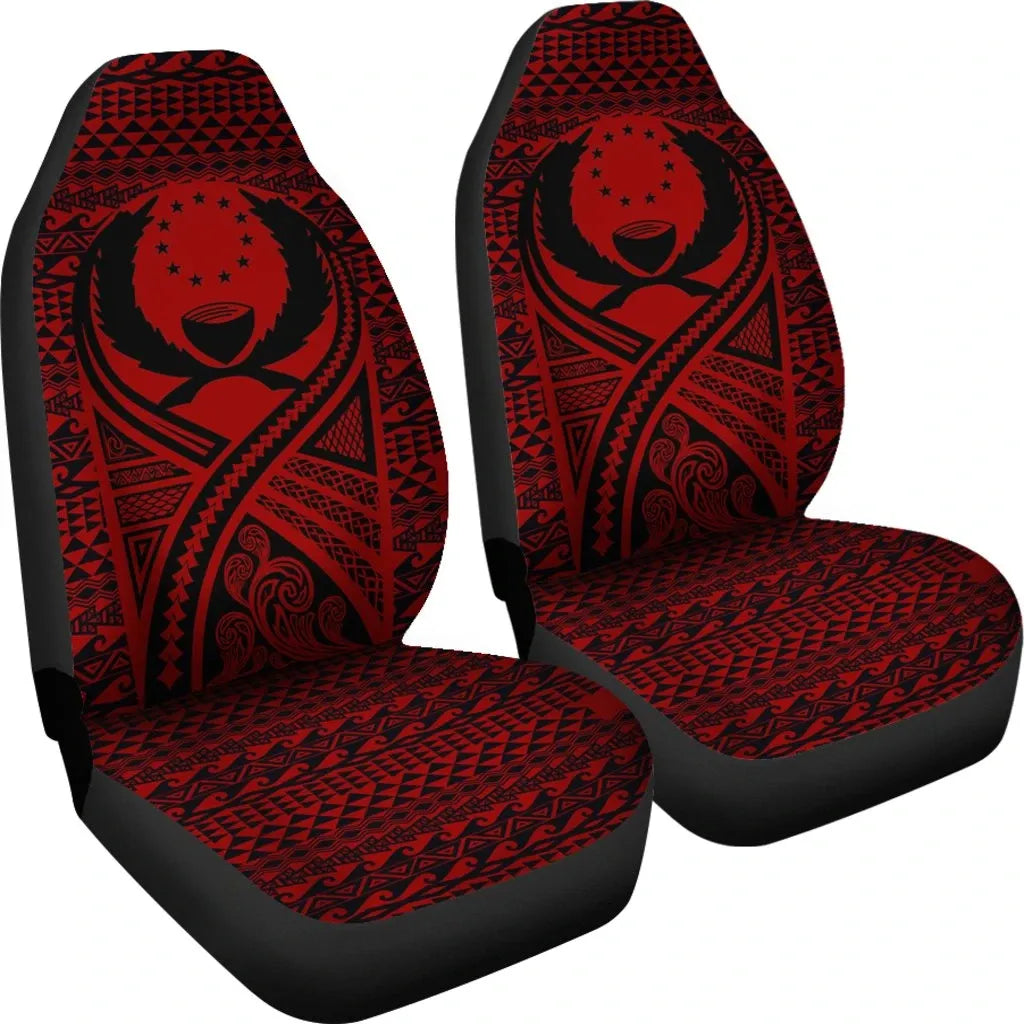 Pohnpei Car Seat Cover - Pohnpei Flag Polynesian Tattoo Red | Polynesian.co