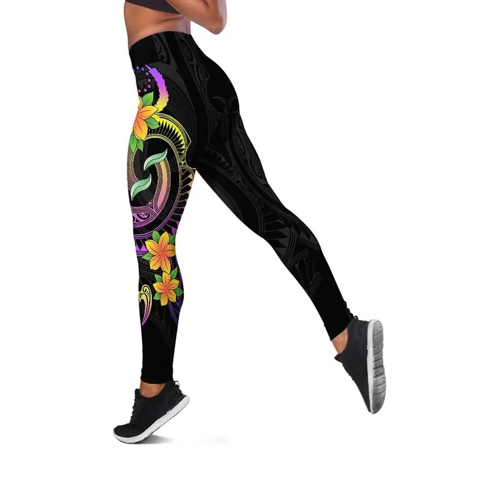 Pohnpei Legging - Plumeria Flowers with Spiral Patterns | Polynesian.co