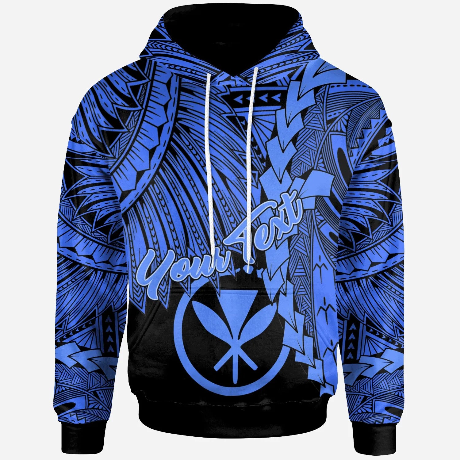 Polynesian Hawaii Custom Personalised Hoodie - Tribal Wave Tattoo Blue ...