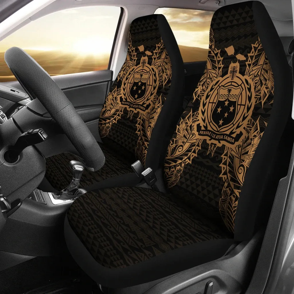 Samoa Car Seat Cover - Samoa Coat Of Arms Map Gold | Polynesian.co
