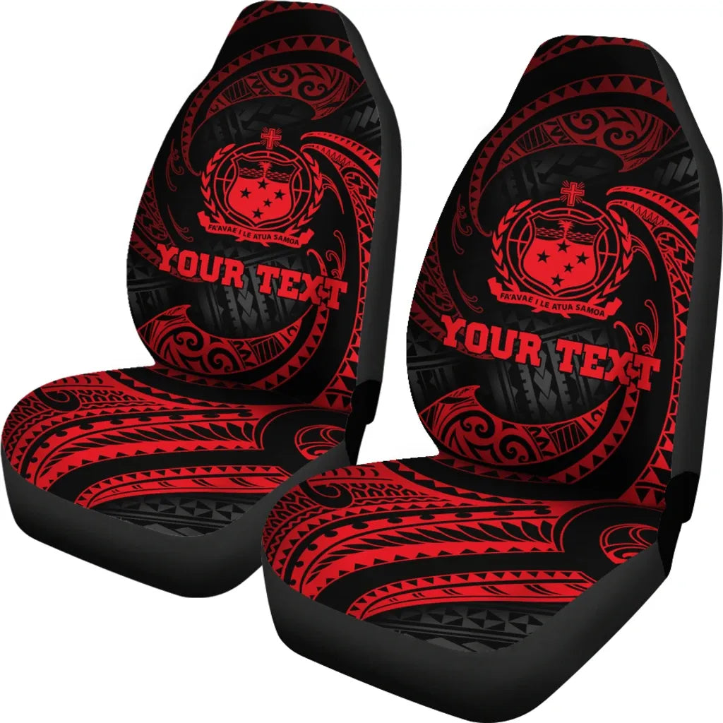 Samoa Polynesian Custom Personalised Car Seat Covers - Red Tribal Wave ...