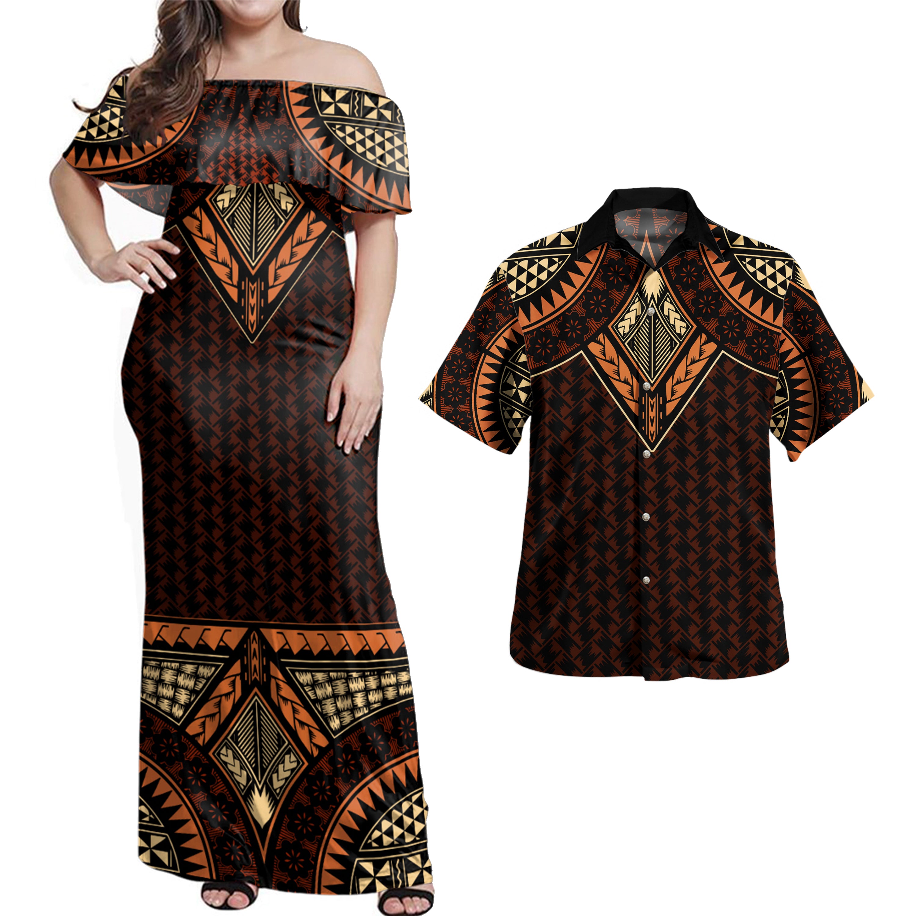 Samoa Combo Dress And Shirt Siapo Pacific Tribal Pattern | Polynesian.co