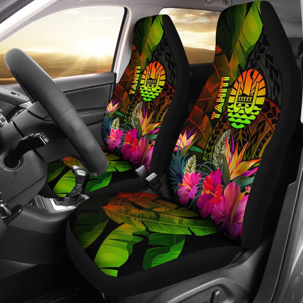 Tahiti Polynesian Car Seat Covers - Hibiscus and Banana Leaves ...