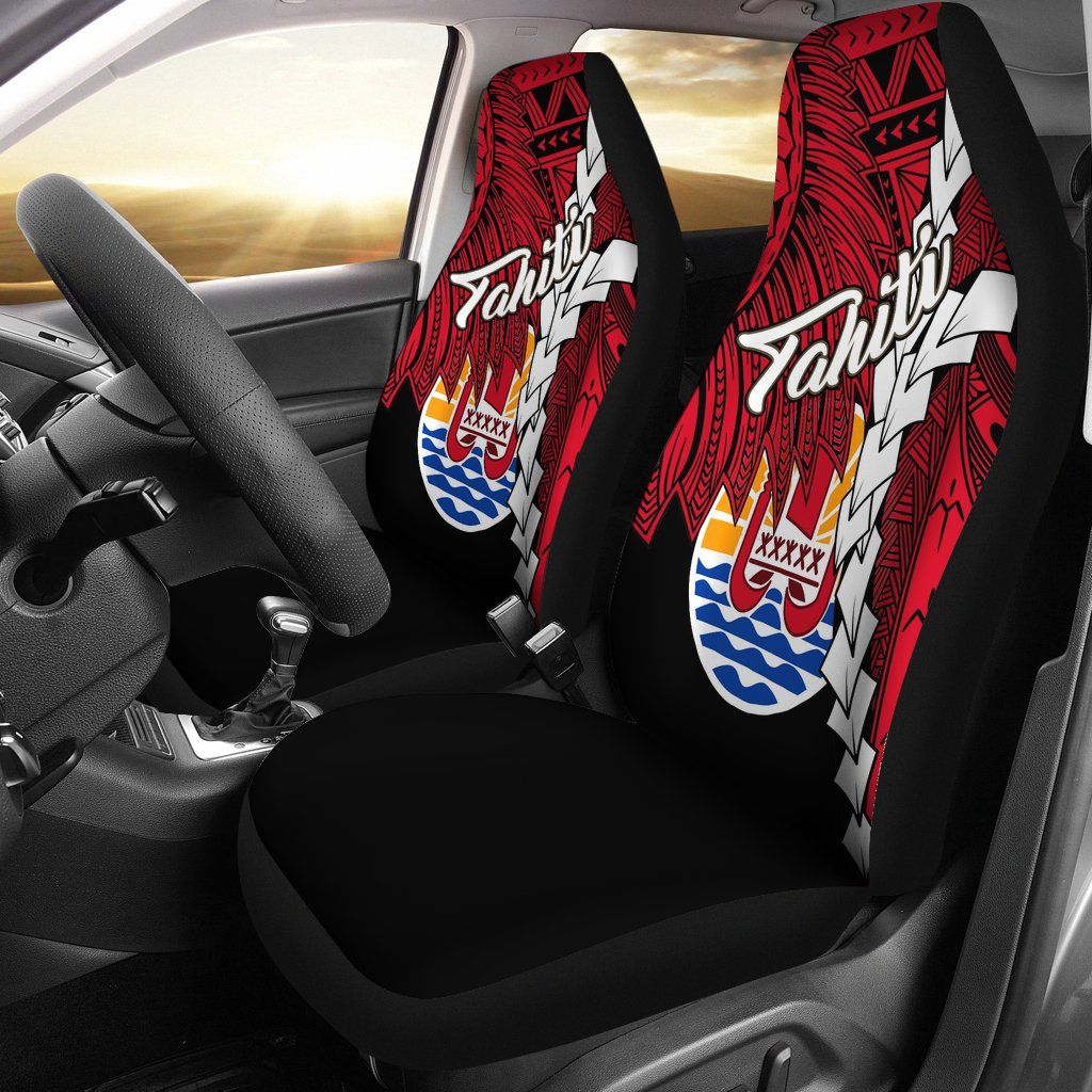 Tahiti Polynesian Car Seat Covers - Tribal Wave Tattoo Flag Style ...