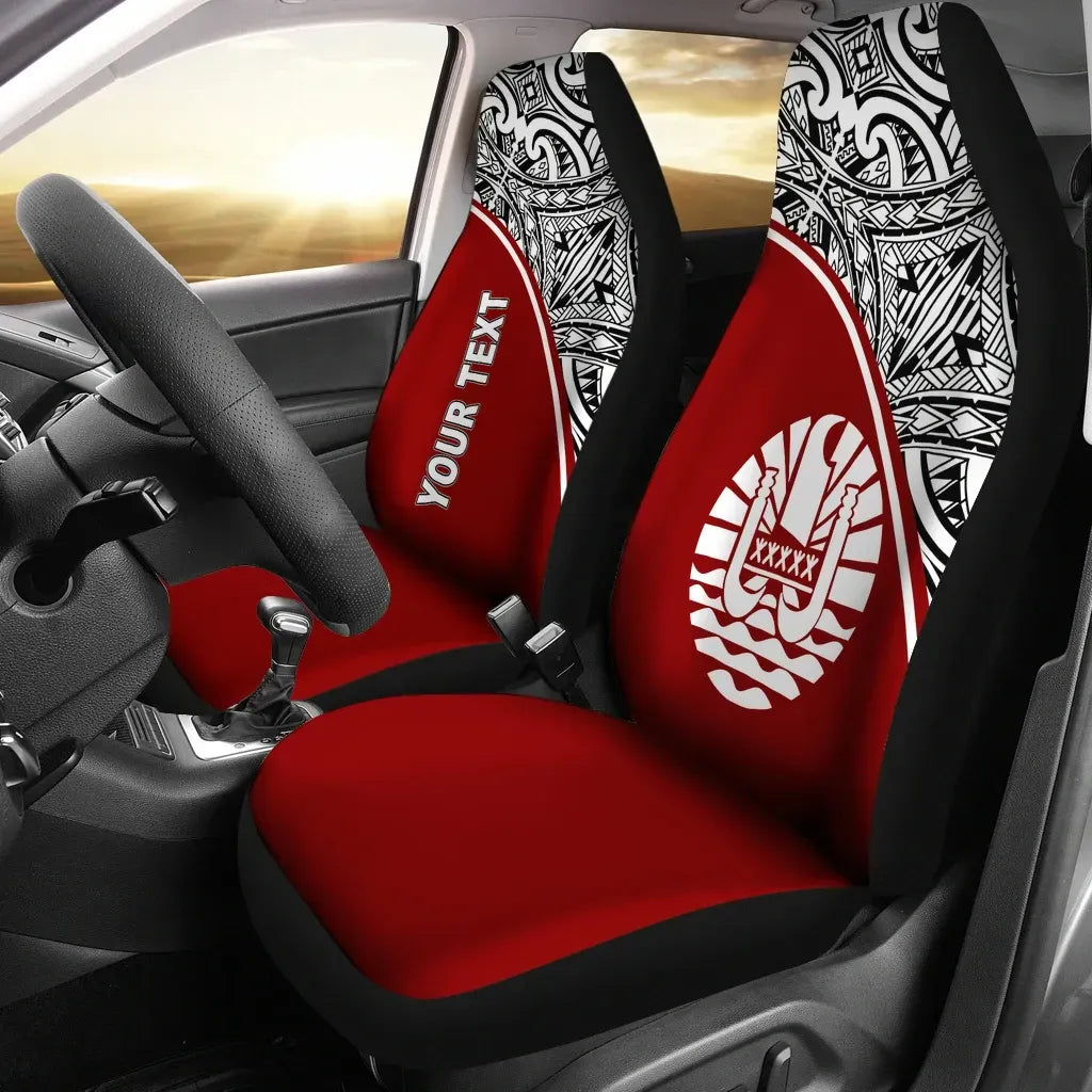 Tahiti Custom Personalised Car Seat Covers - Tahiti Flag Polynesian Red ...