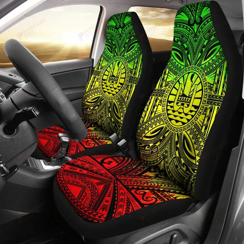 Tahiti Car Seat Cover - Tahiti Coat Of Arms Polynesian Reggae Style ...