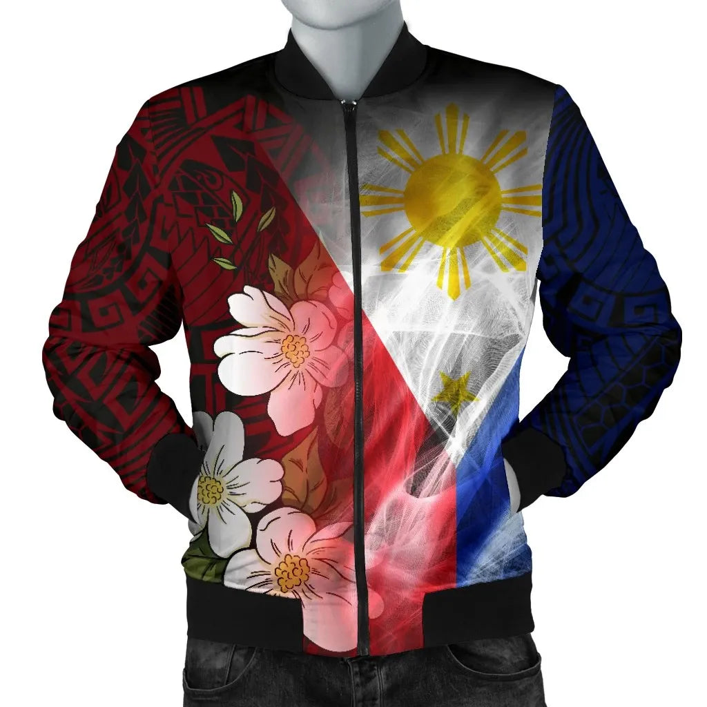 The Philippines Bomber Jacket - Filipino Flag with Islander Patterns ...