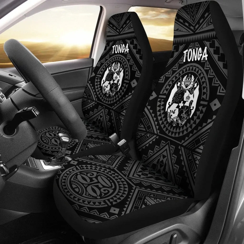 Tonga Car Seat Covers - Tonga Seal With Polynesian Tattoo Style (Black ...